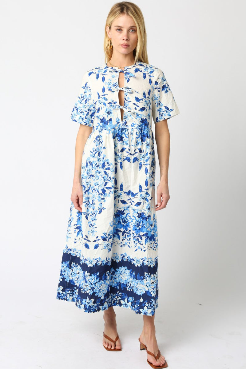 Porcelain Floral Midi Dress – BUCHANAN